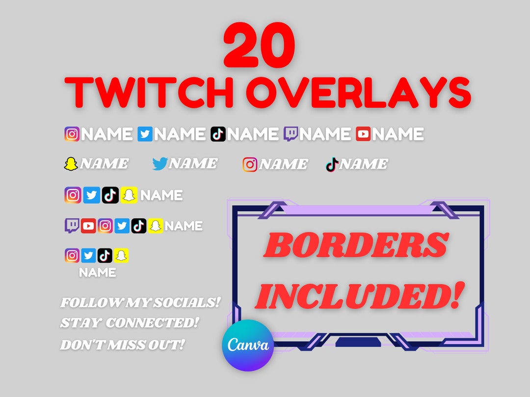 ULTIMATE Twitch / Youtube Overlays, Social Media Names, Camera Borders ...