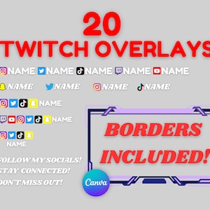 ULTIMATE Twitch / Youtube Overlays, Social Media Names, Camera Borders ...