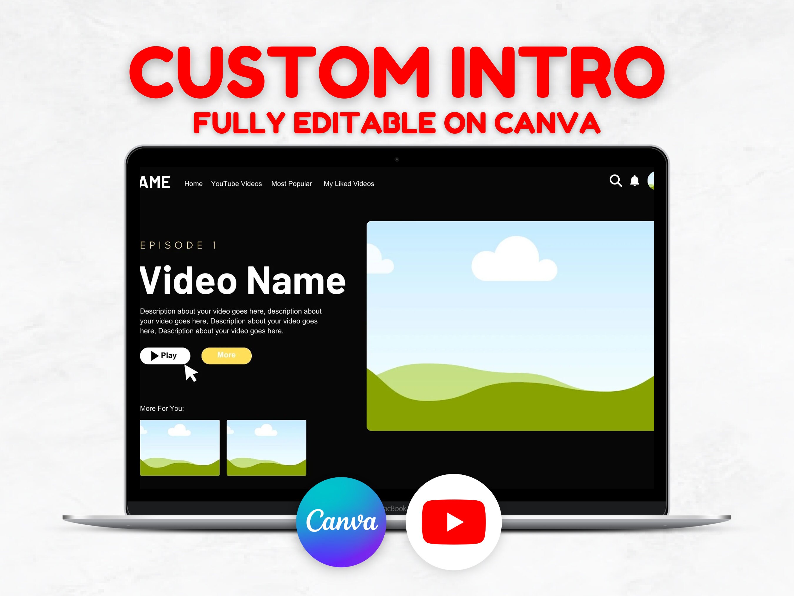 Streaming App Youtube Intro, Custom Youtube Intro, Canva Editable Template, Unique, Creative ...