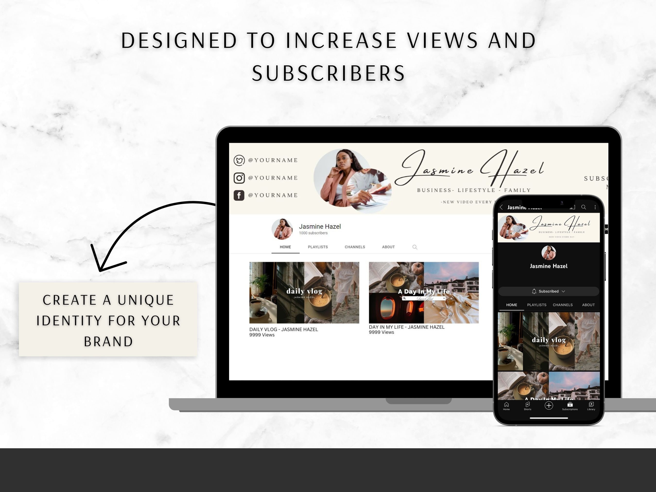 Beige Youtube Banner, Intro, Outro, Logo & Video Thumbnails Youtube ...