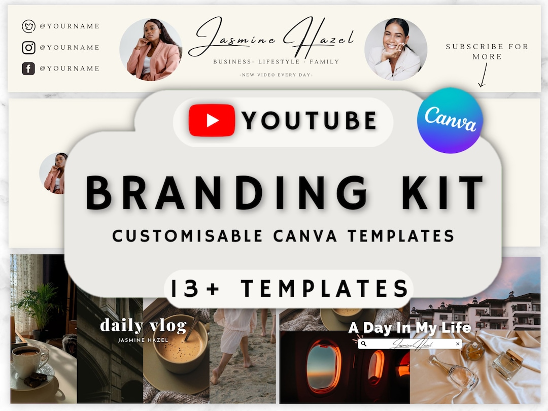 Beige Youtube Banner, Intro, Outro, Logo & Video Thumbnails | Youtube ...