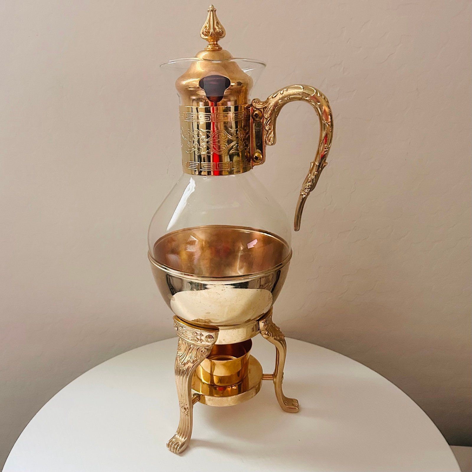 Vintage Glass Gold Greek Key Samovar - Etsy