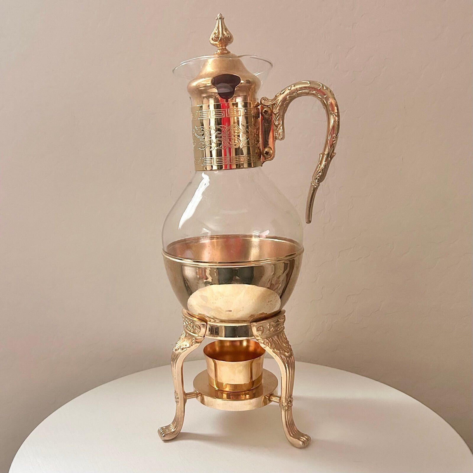 Vintage Glass Gold Greek Key Samovar - Etsy
