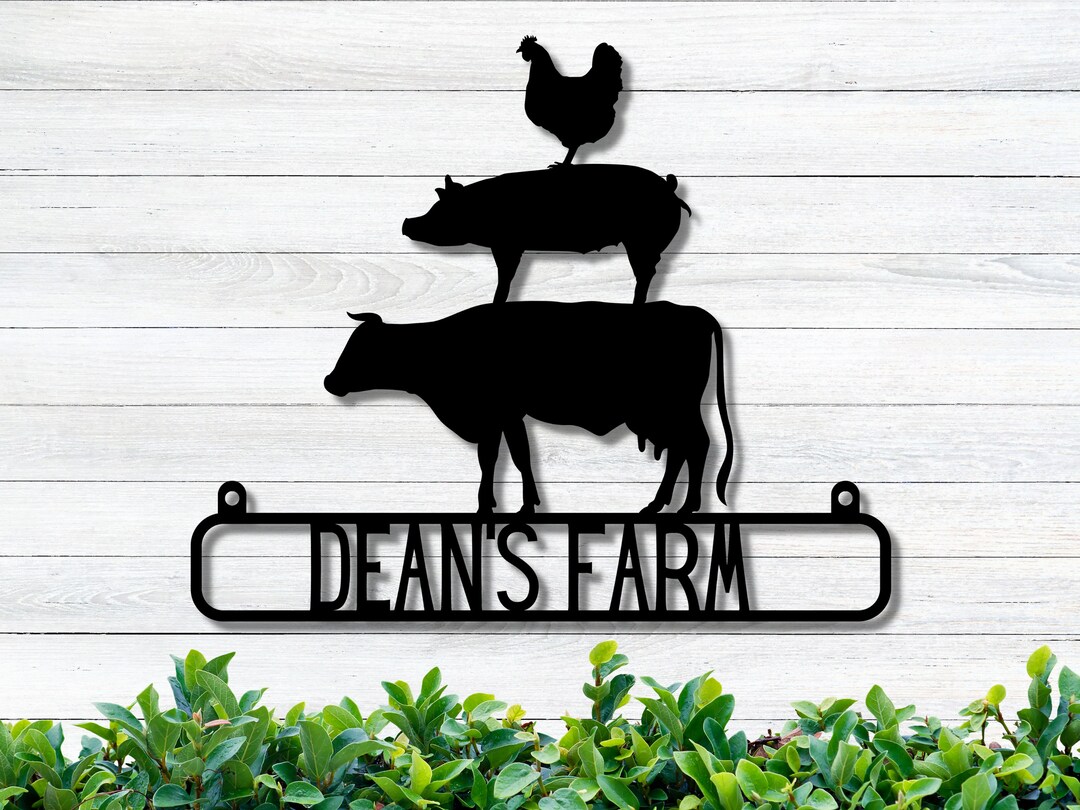 Farm Animal Metal Sign Hanging Custom Monogram Cows Pigs - Etsy
