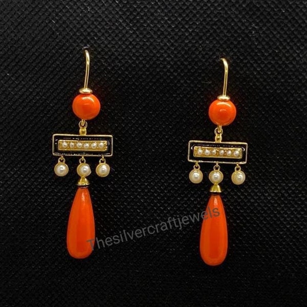 Coral Drop Earrings - Etsy
