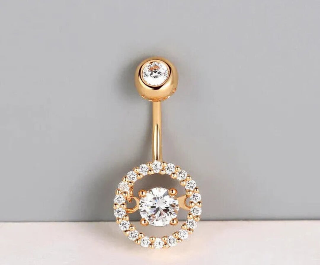 Diamond Belly Button Rings Belly Button Piercing Navel - Etsy