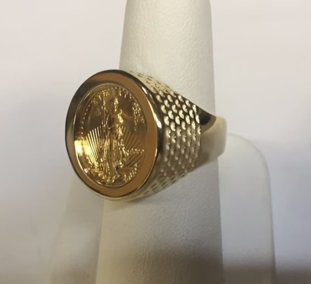 Men's Coin Ring 20 Coin American Liberty Ring With American Eagle ...