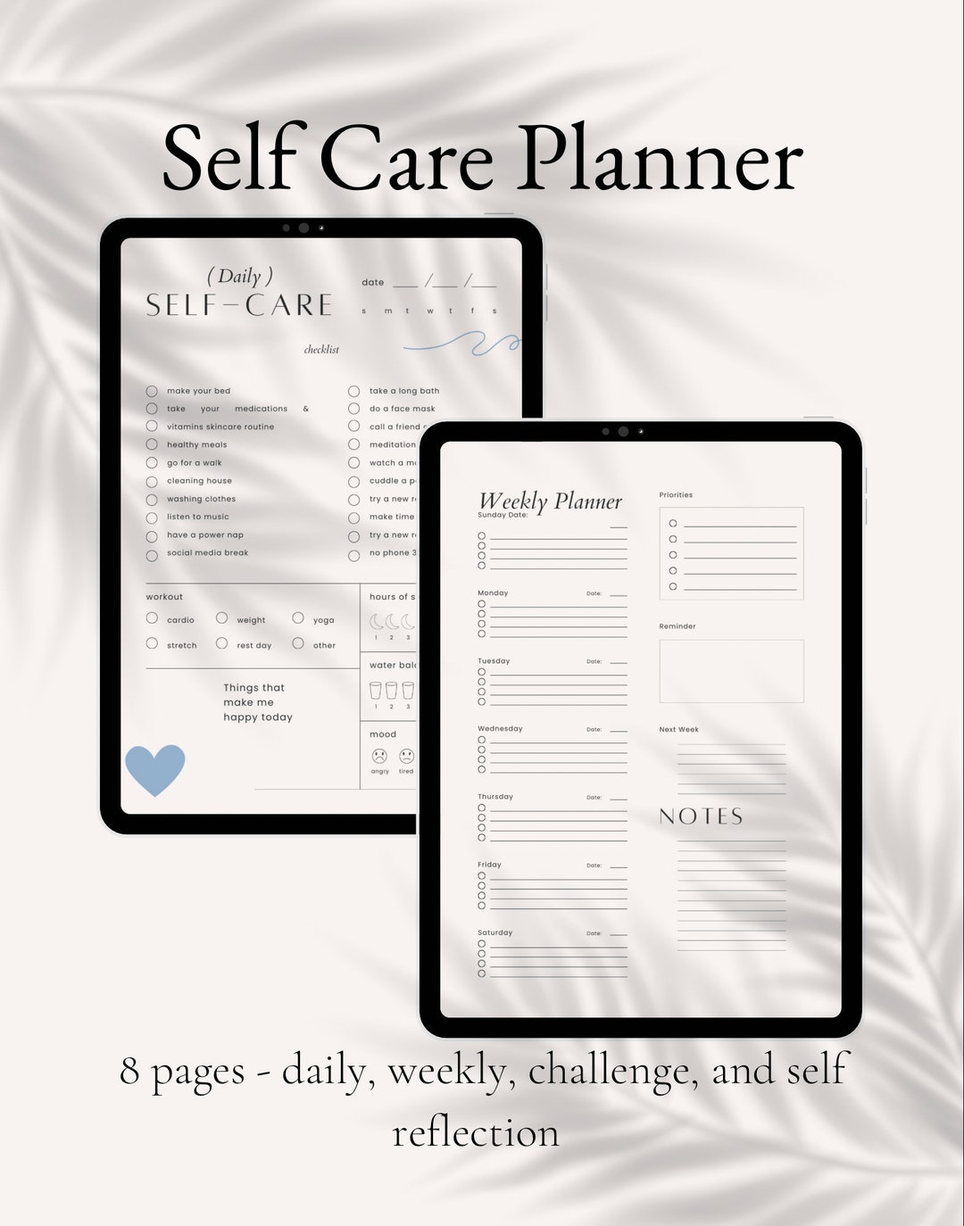 Printable Self Care Blank Planner - Etsy