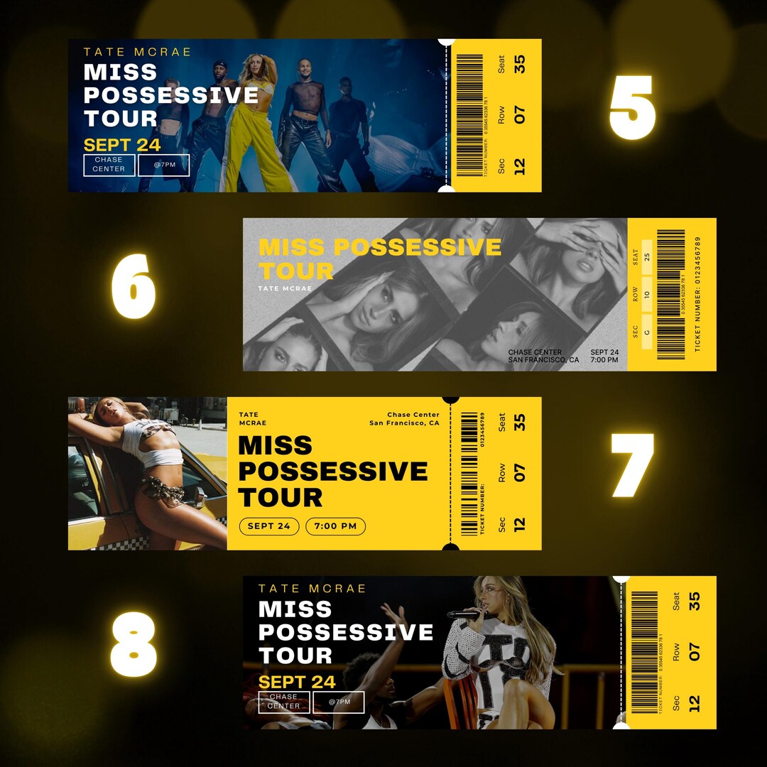 Tate Mcrae- Customizable Printable Concert Tickets - Miss Possessive ...