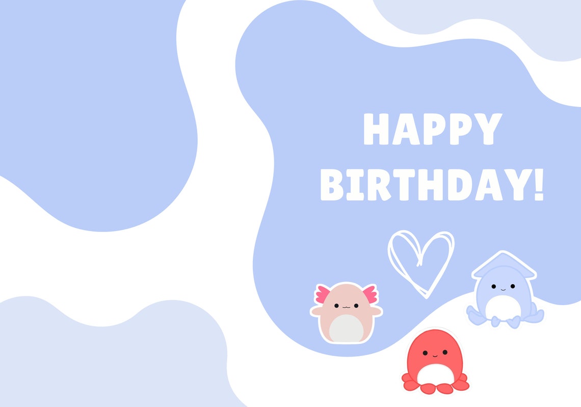 Squishmallow Birthday Card- Foldable 7" X 10" (folds to 5" X 7" Card ...