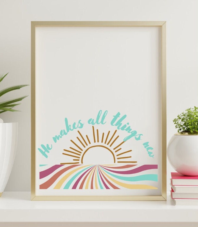 He Makes All Things New PNG Christian T-shirt Religious Wall Decor ...