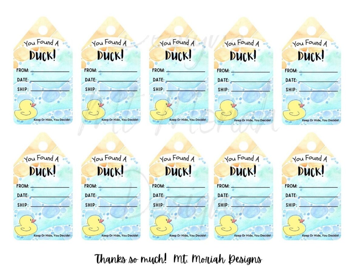 Cruising Ducks Tags - Duck Tags - Printable Duck Tags - Carnival Duck ...
