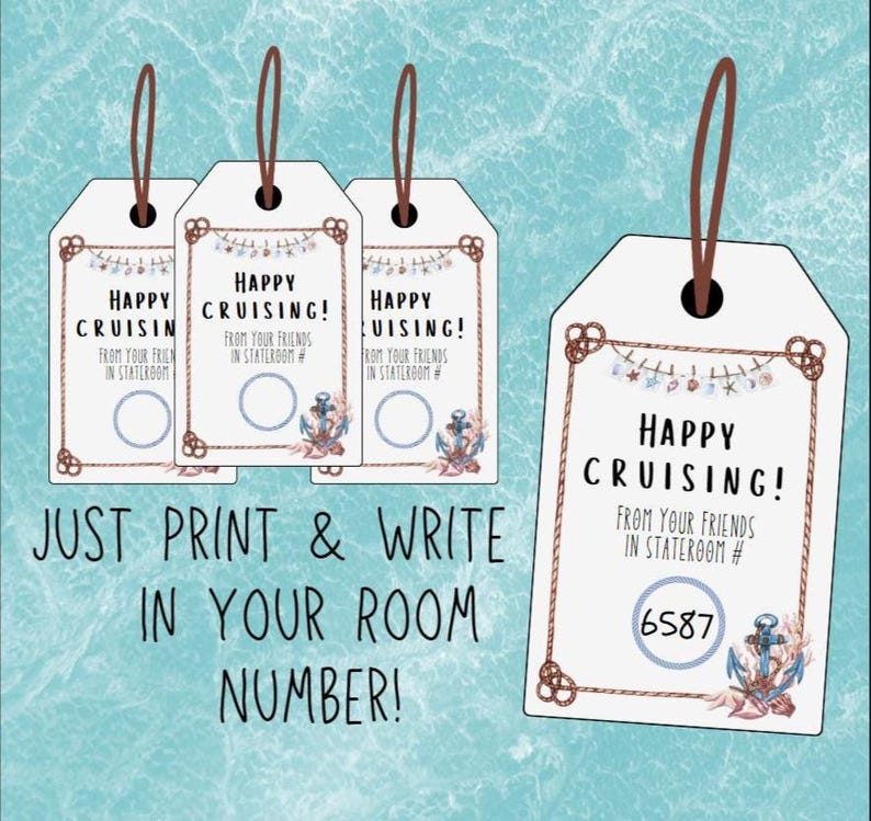 Happy Cruising Gift Tag, Printable Fish Extender Favor Tags, Nautical ...