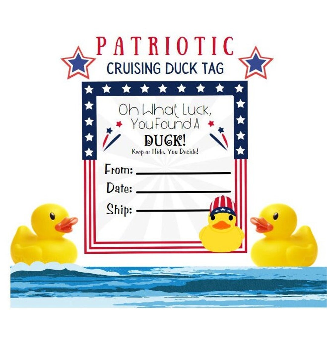 Patriotic Cruise Duck Tags - Memorial Day Duck Tag - Cruise Tags ...