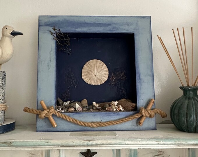 Sand Dollar Shadow Box, Beach Theme Home Decor; Hand Made and Painted ...