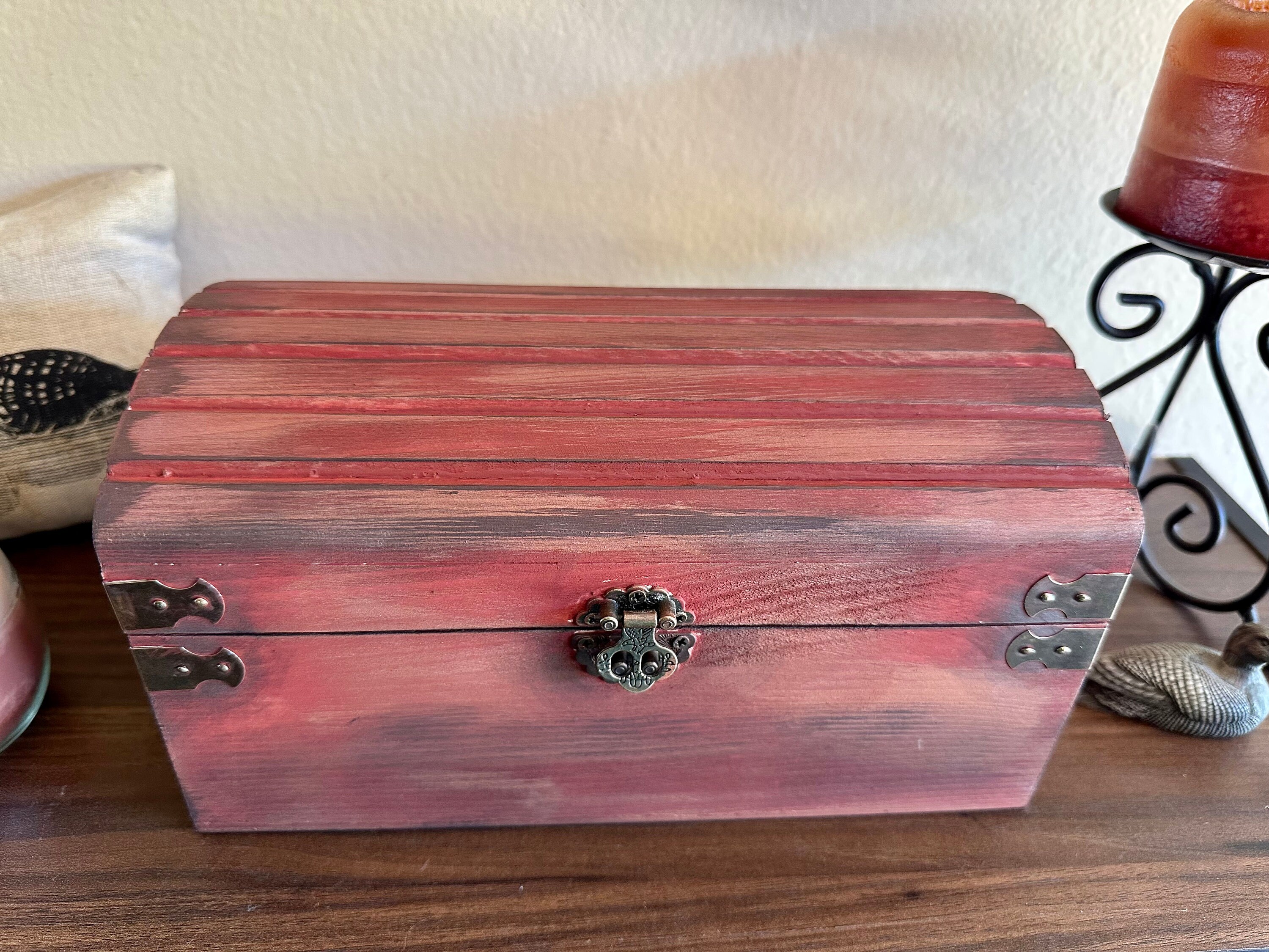 Wooden Treasure Chest Box Hand Painted Trinket Box Unique Keepsake and ...