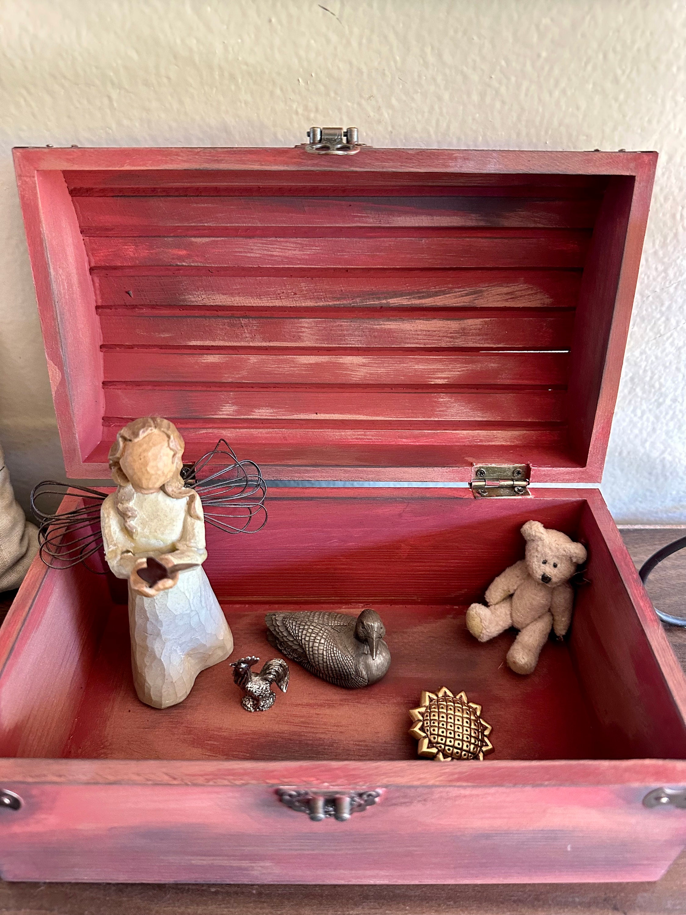 Wooden Treasure Chest Box Hand Painted Trinket Box Unique Keepsake and ...