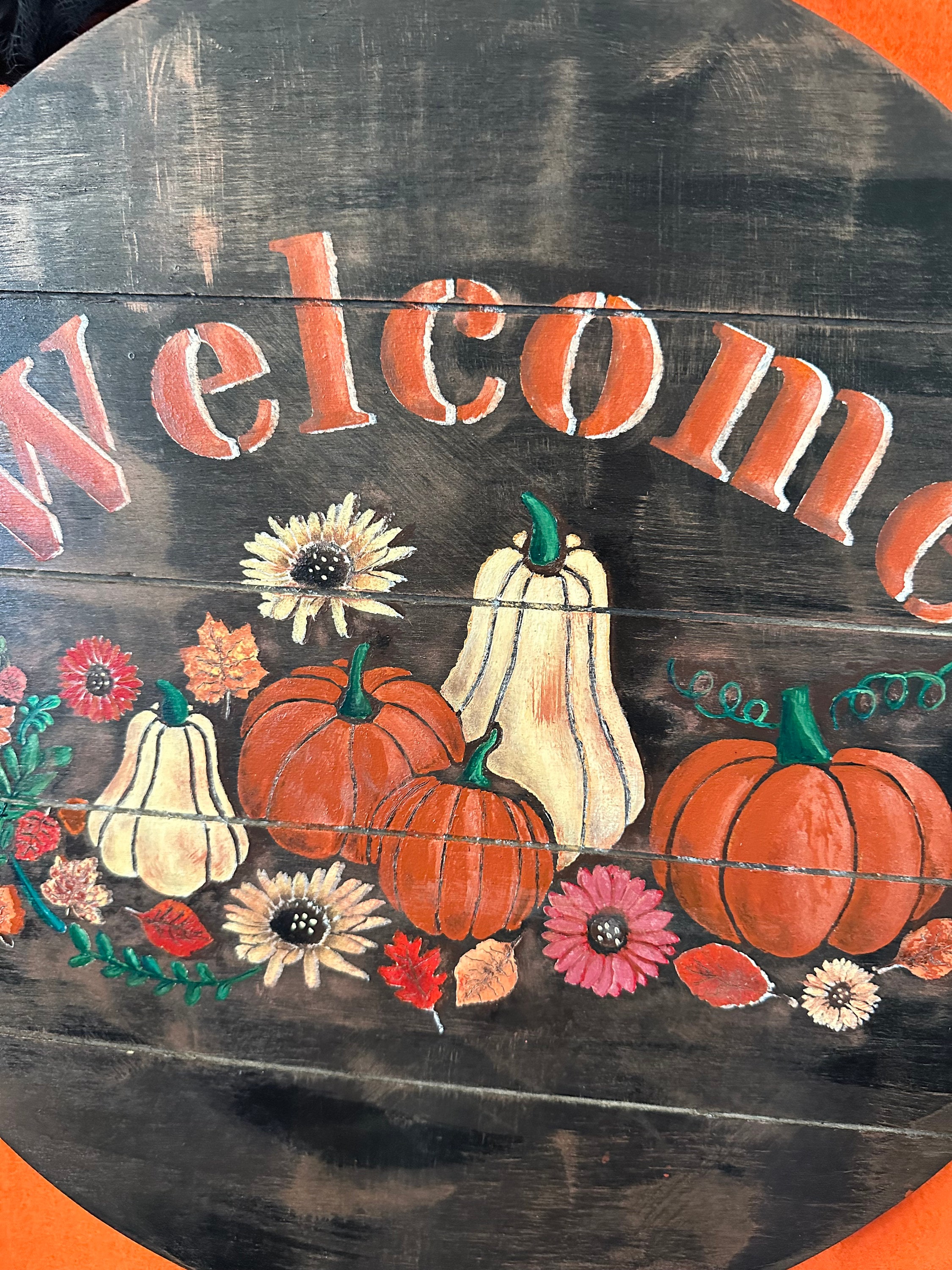 Thanksgiving Porch, Door Sign Welcome Wooden Sign, Hand Painted Wood ...
