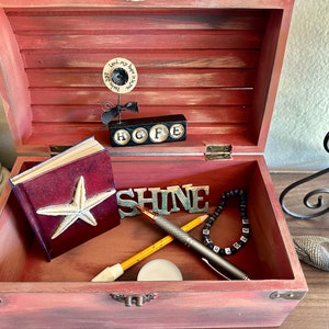 Wooden Treasure Chest Box | Hand Painted Trinket Box | Unique Keepsake ...