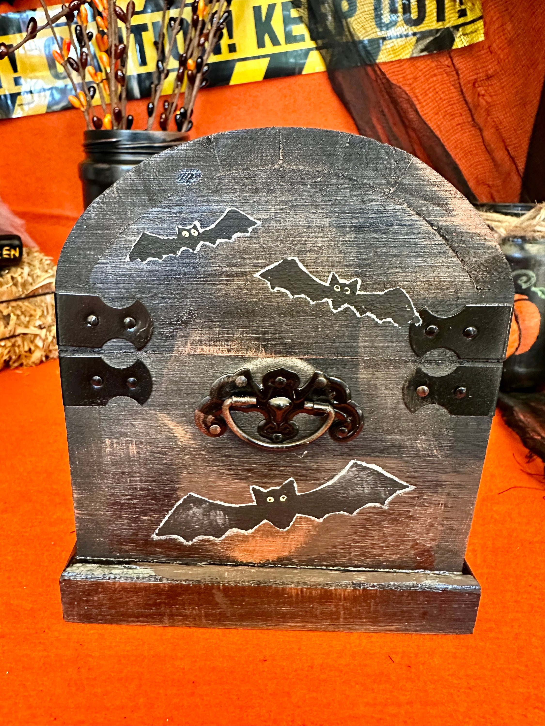 Halloween Treasure Chest Box Hand Painted Original Happy - Etsy