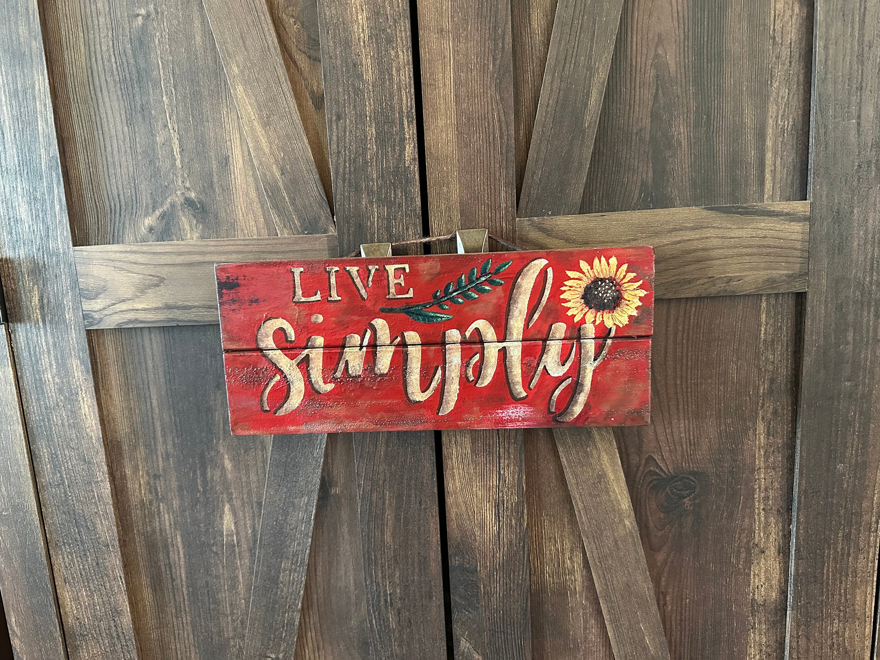 Live Simply Sign, Rustic Wooden Wall Art, Hand Painted, Vintage Style ...
