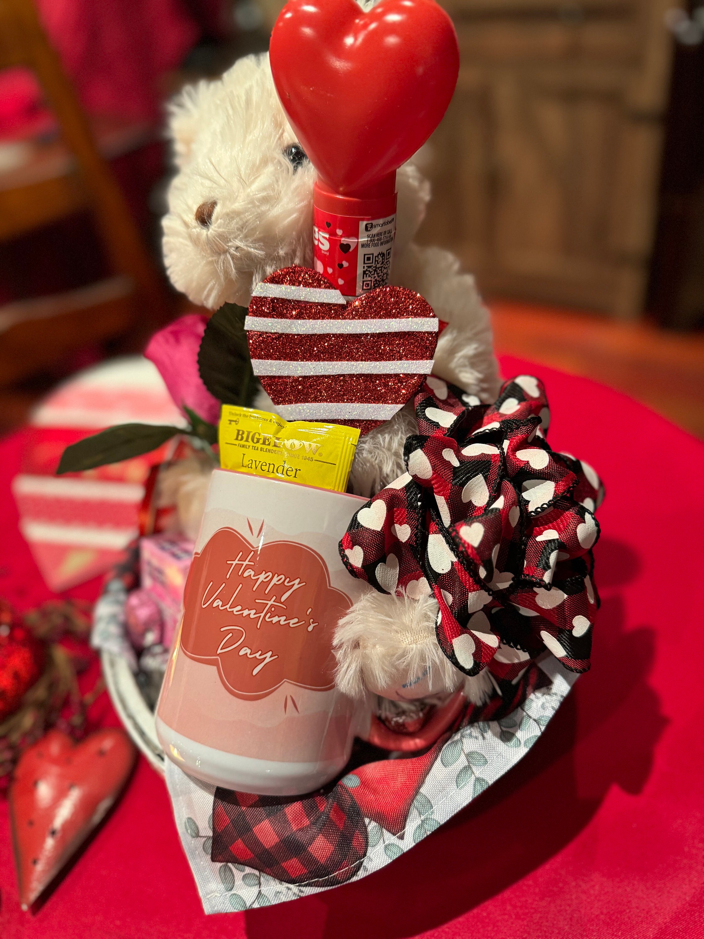 Valentine's Day Gift Basket With Bear, Mug, Candle, Chocolate and Tea ...