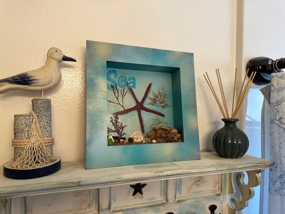 Under the Sea Shadow Box, Hand Painted & Decorated With Real Preserved ...