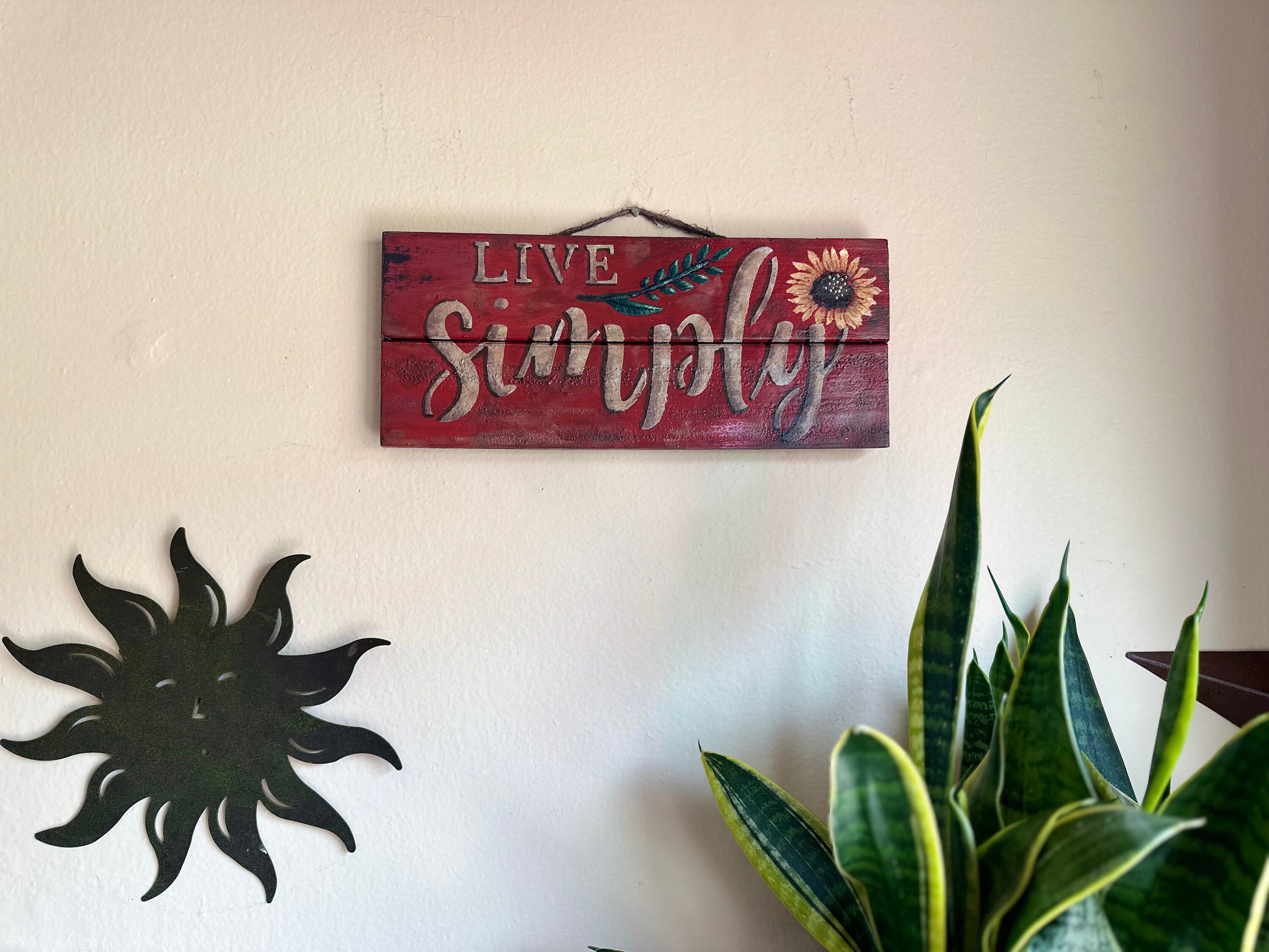 Live Simply Sign, Rustic Wooden Wall Art, Hand Painted, Vintage Style ...