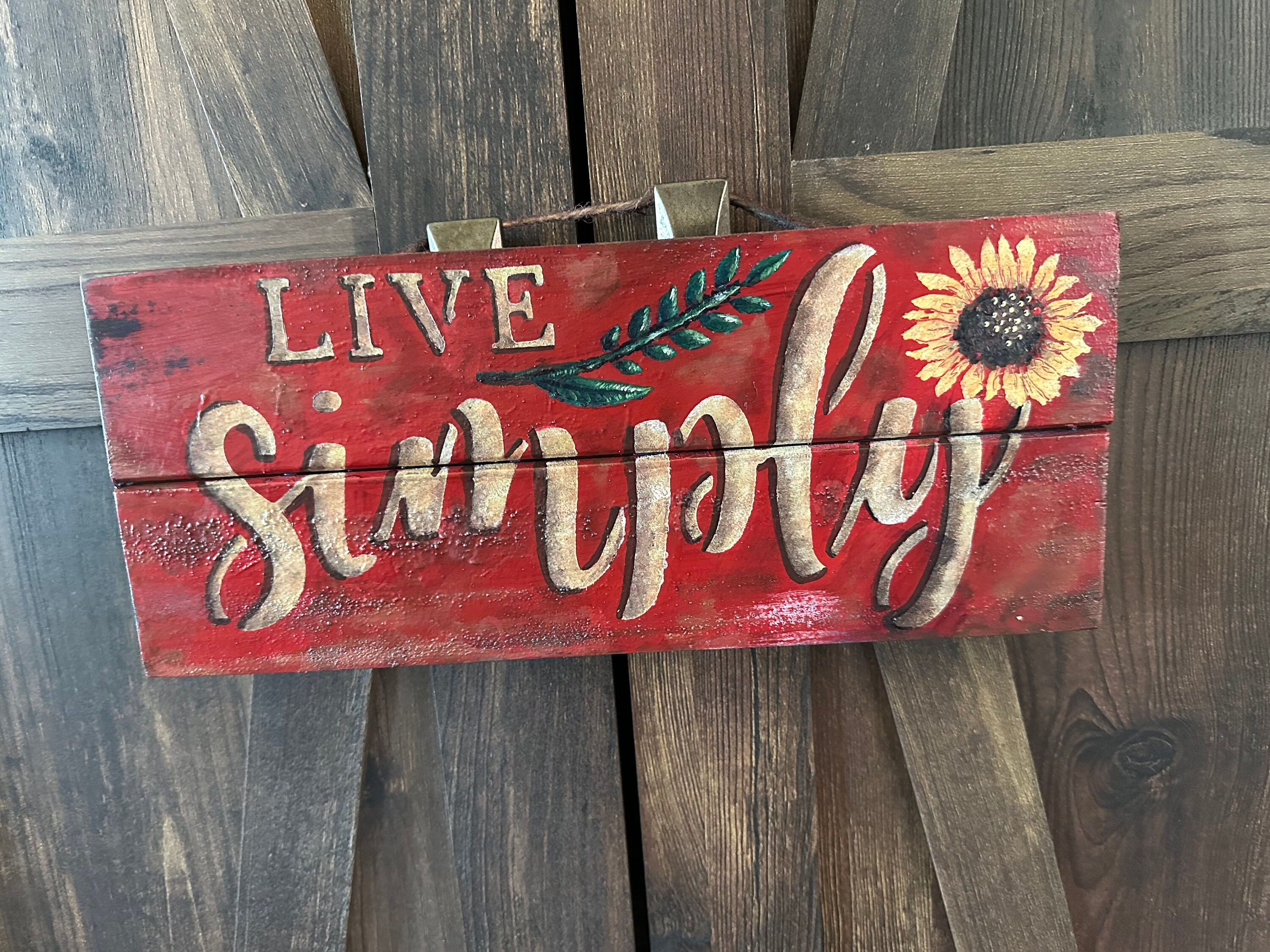Live Simply Sign, Rustic Wooden Wall Art, Hand Painted, Vintage Style ...