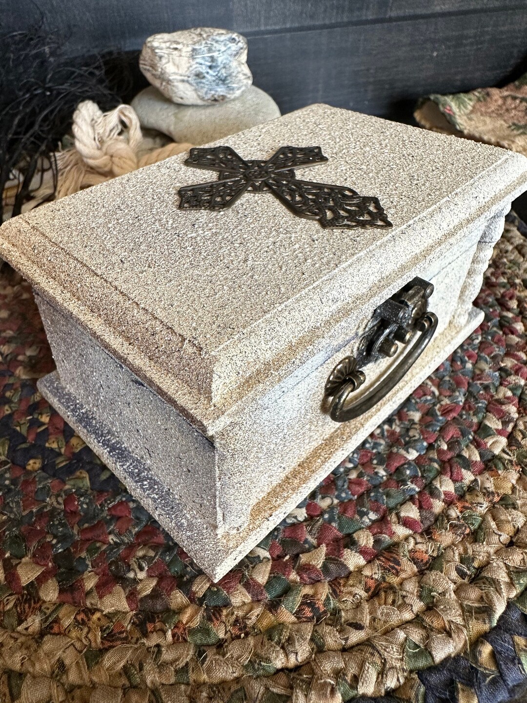 Mini Jewelry Box, With Cross Emblem on Top, Hand Painted, for Jewelry ...