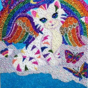 Rhinestone Lisa Frank Angel Kitty Art - Etsy