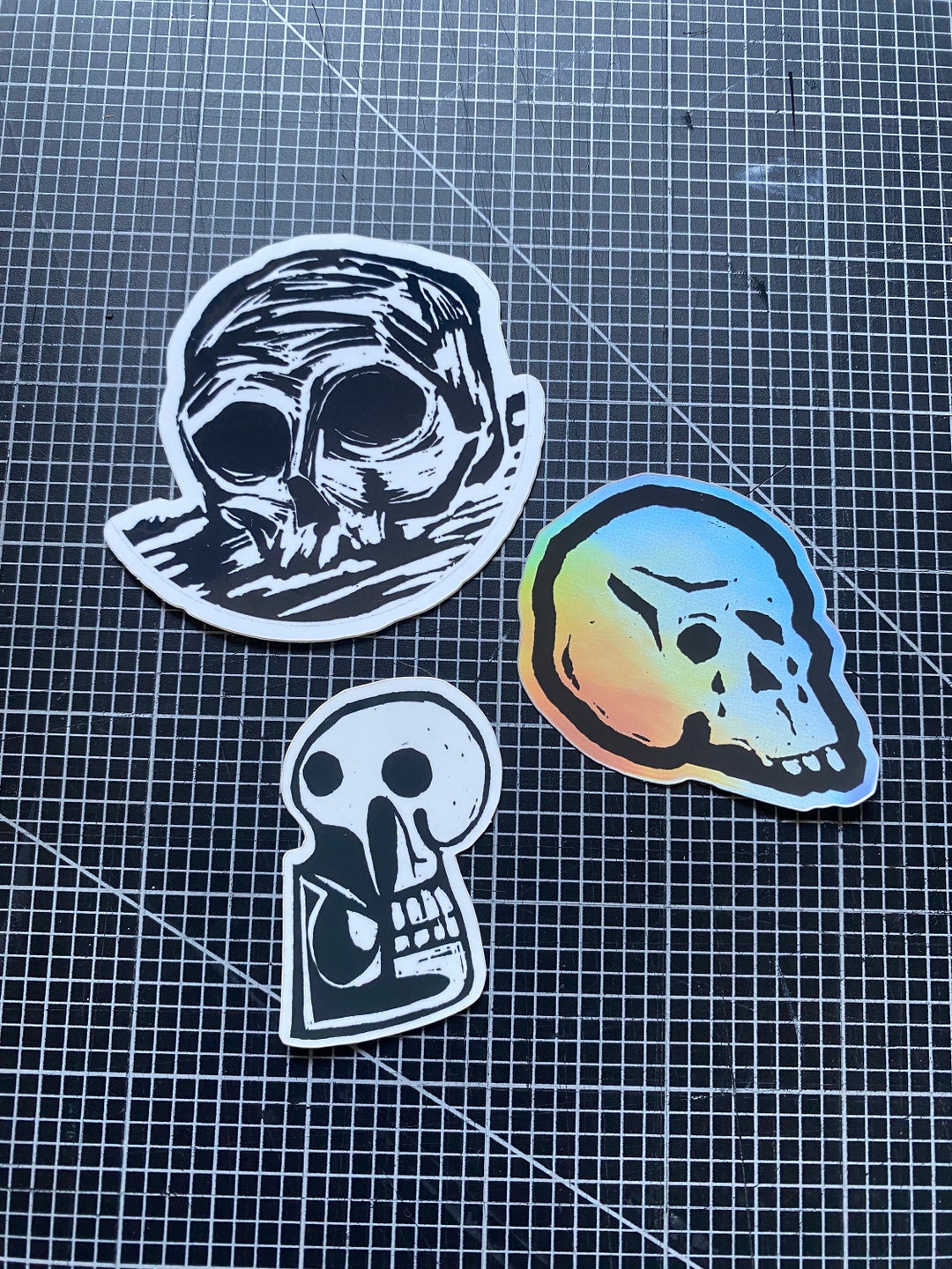 Skull Sticker Pack I, Three Vinyl Stickers - Etsy