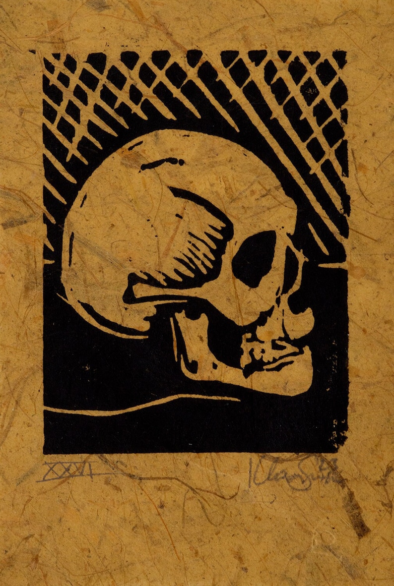 Hand-printed Skull XXVI Woodcut on Thai Unryu Paper - Etsy
