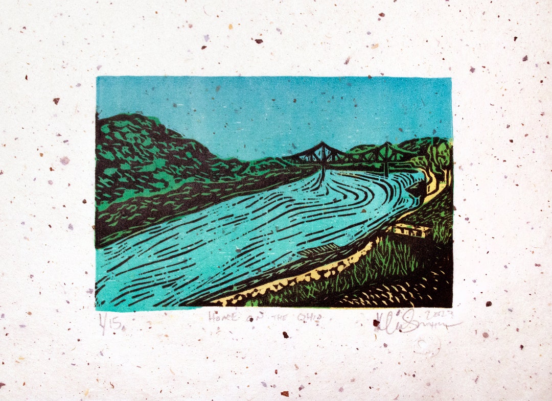 Original Limited Edition Woodcut, "home on the Ohio" Five-color Hand ...