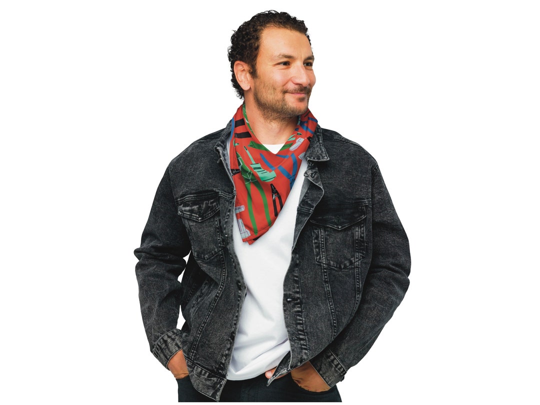 Red and Green Construction Bandana - Retro Tool Fabric Sweatband for ...