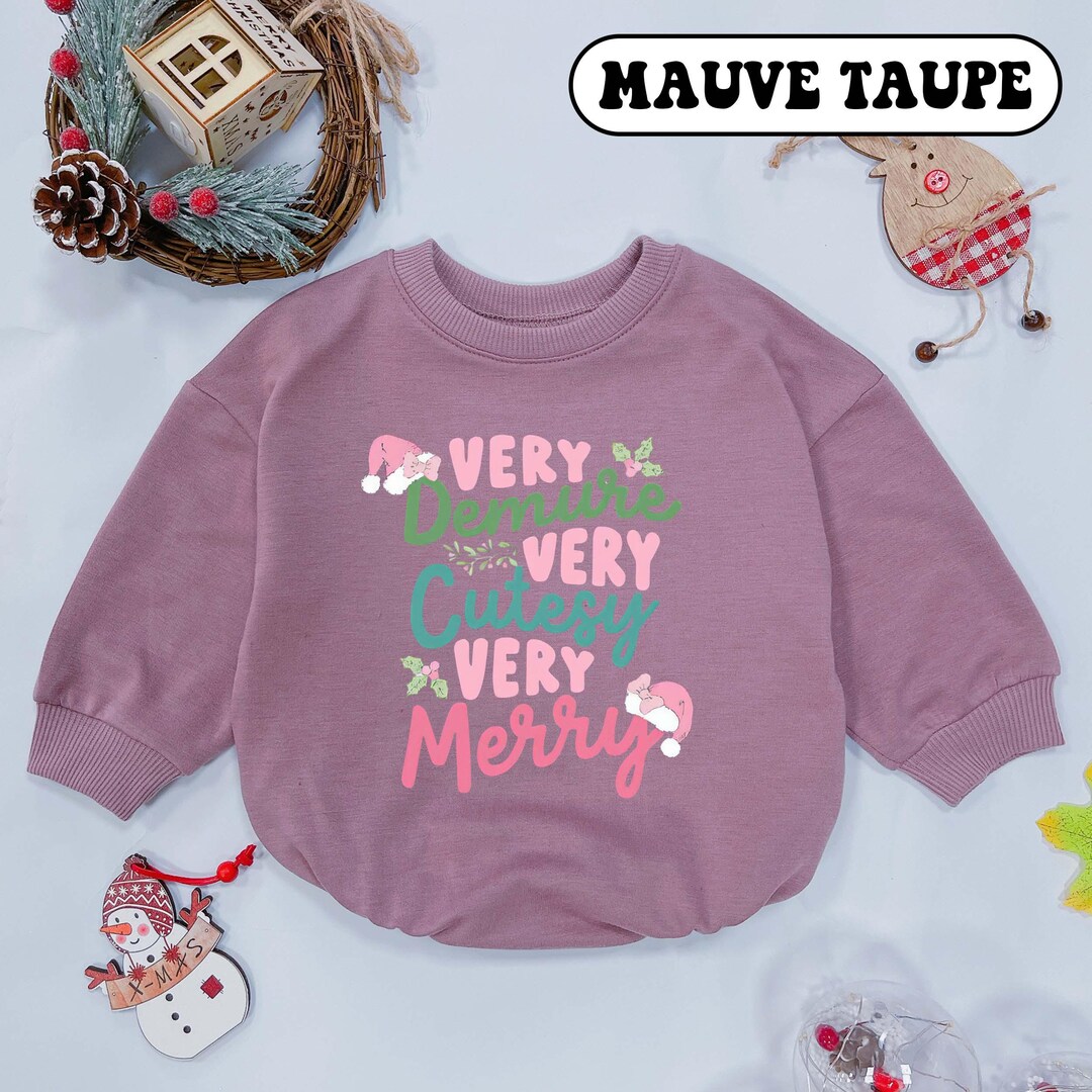 Very Demure Very Cutesy Very Merry Baby Outfits, Girl Christmas Romper ...