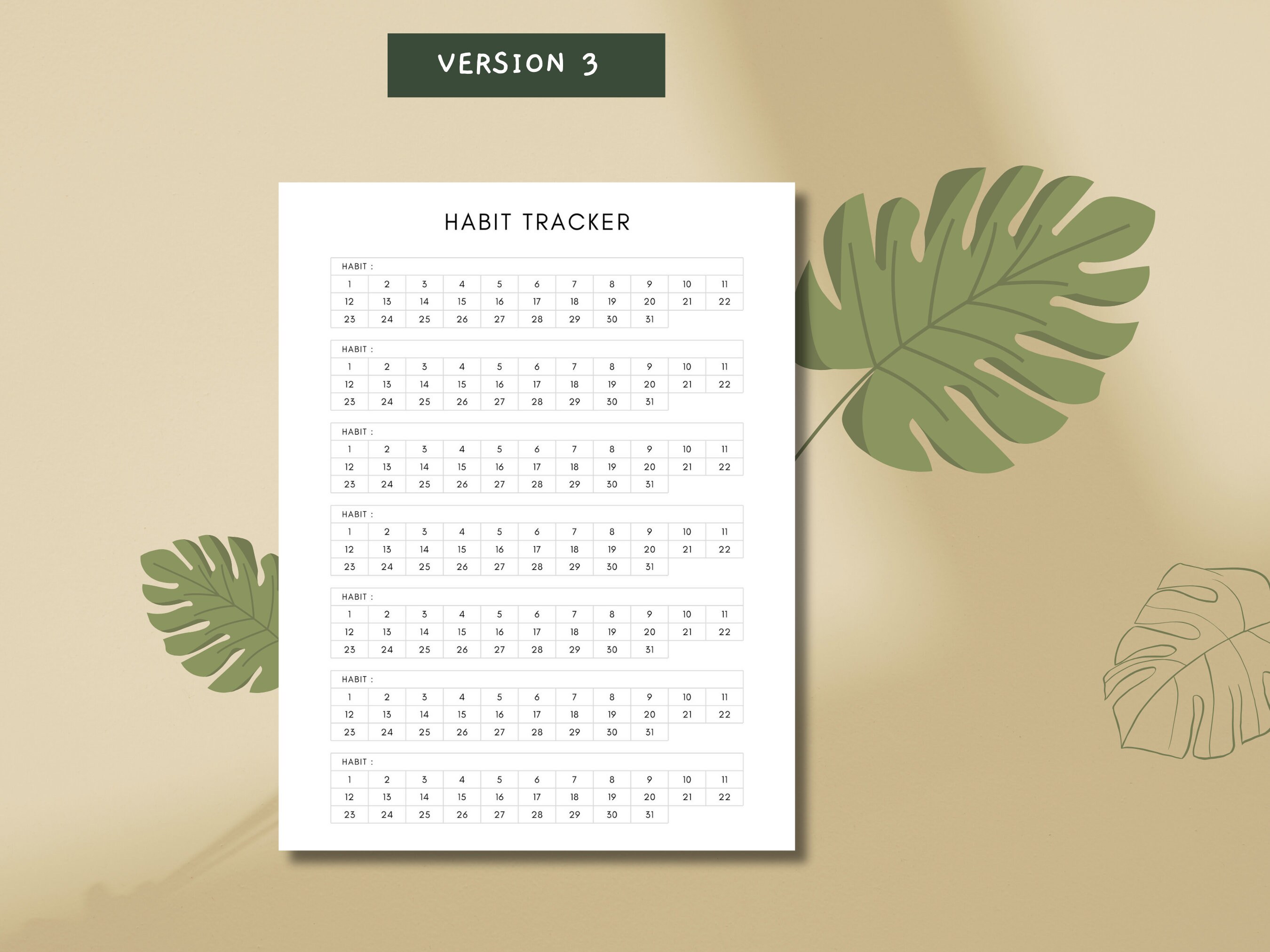 Habit Tracker Printable | Minimalistic Daily Habit Tracker | Habit ...