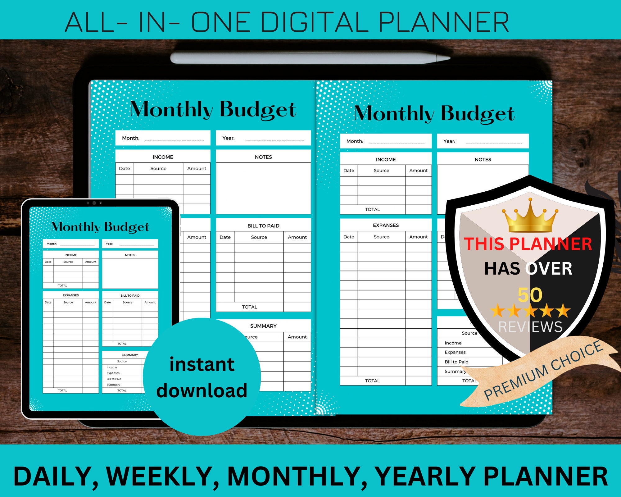 Blue Minimalist Budget Planner, Budget Digital Budget Planner, Budget ...