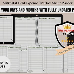 Minimalist Bold Expense Tracker Sheet Planner, İncome & Expense Tracker ...