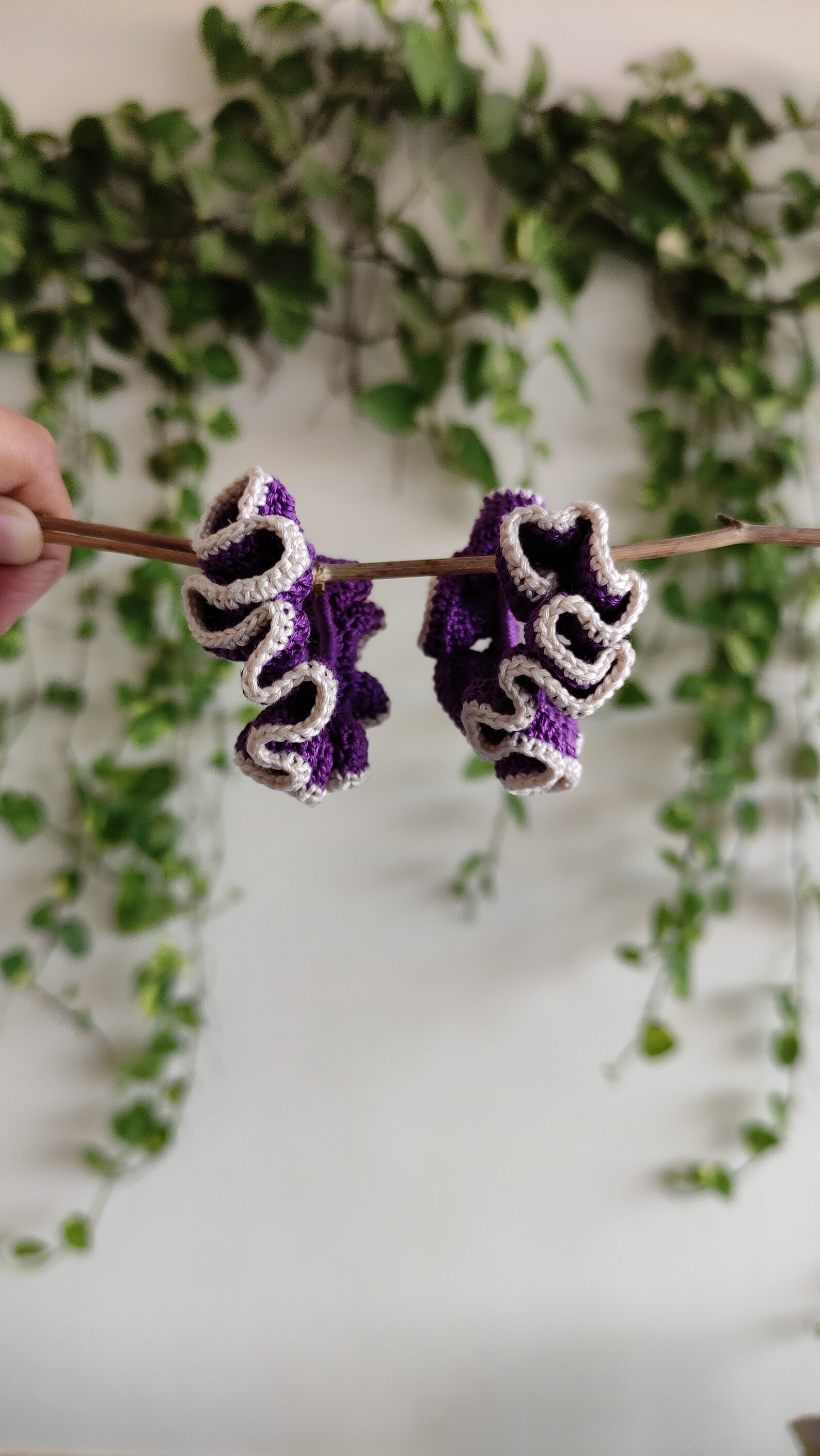 Crochet Ruffled Earrings Crochet Hoop Earrings Statement Hoops Unique ...