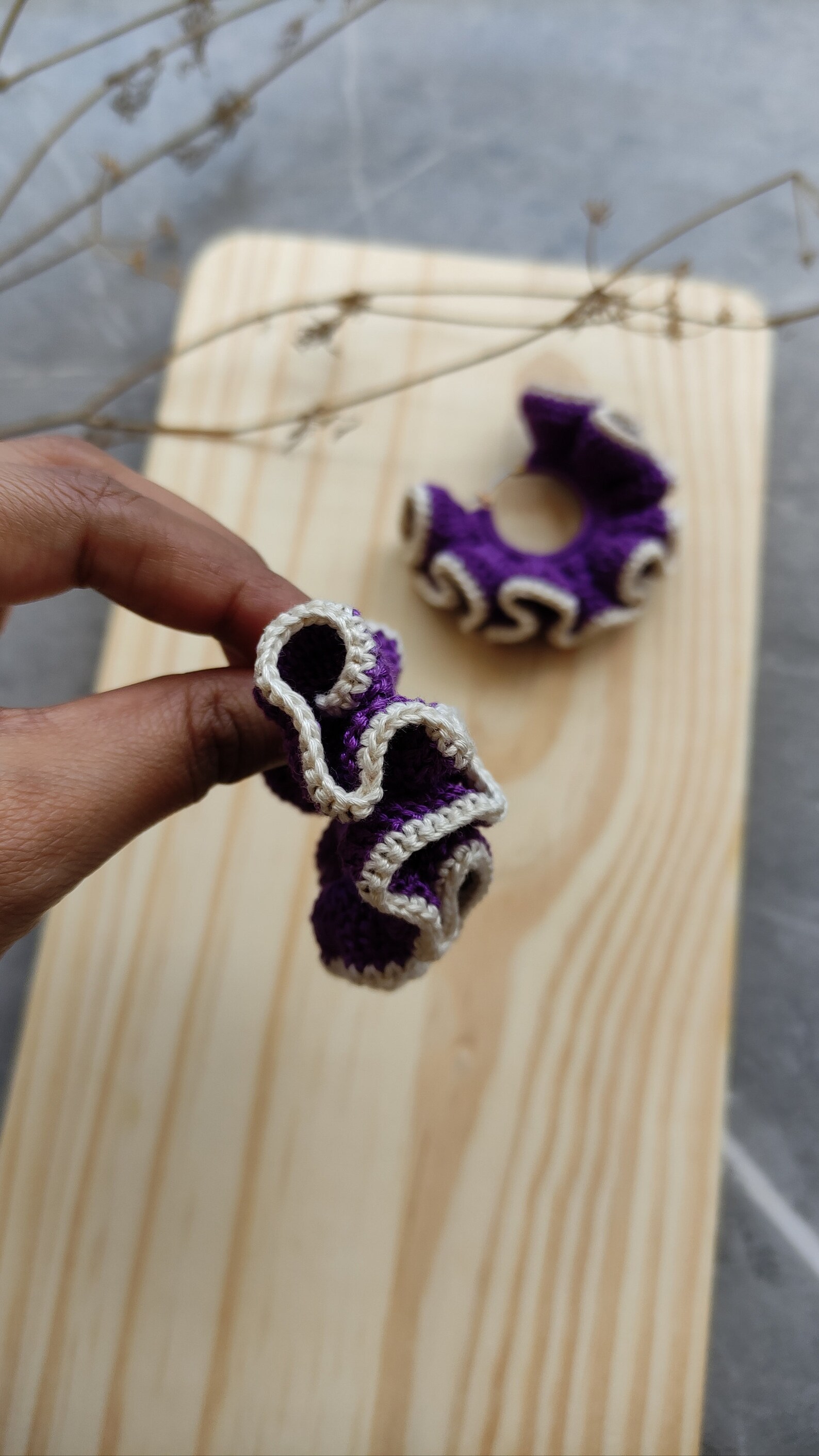 Crochet Ruffled Earrings Crochet Hoop Earrings Statement Hoops Unique ...