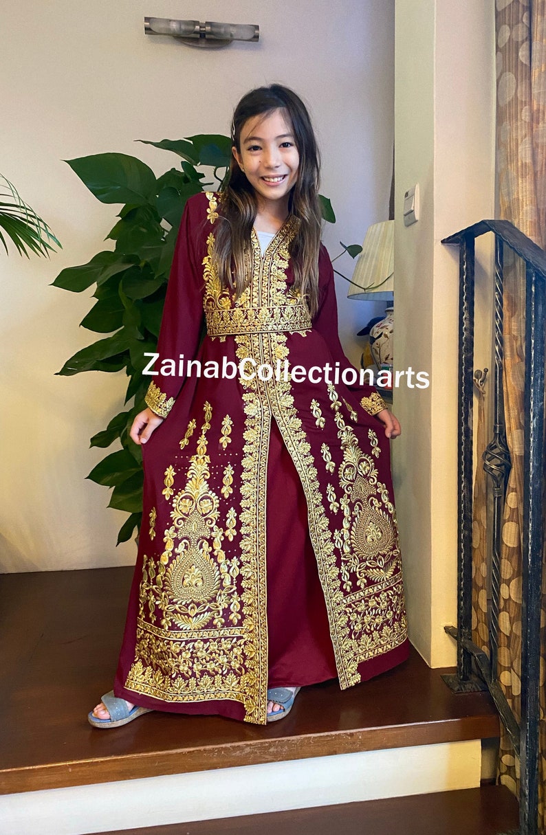 Muslim Girls Dress Kids Abaya Moroccan Caftan Kids Khimar Jilbab Kids ...
