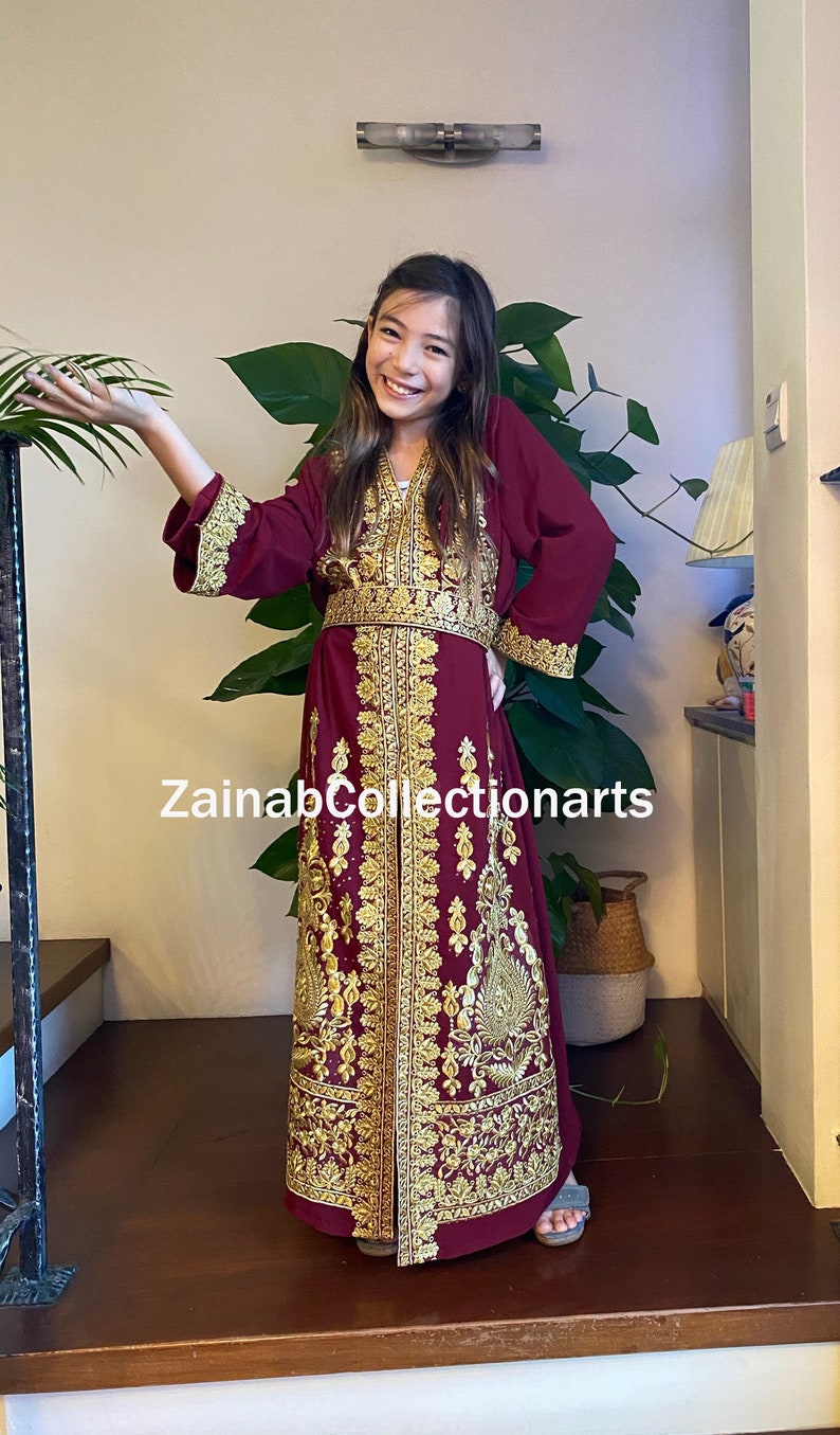 Muslim Girls Dress Kids Abaya Moroccan Caftan Kids Khimar Jilbab Kids ...