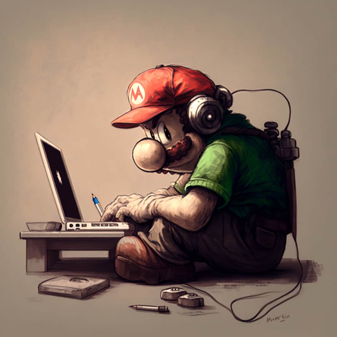 Super Mario Brothers, Mario Luigi Gaming on Laptop, PNG - Gamer Life ...