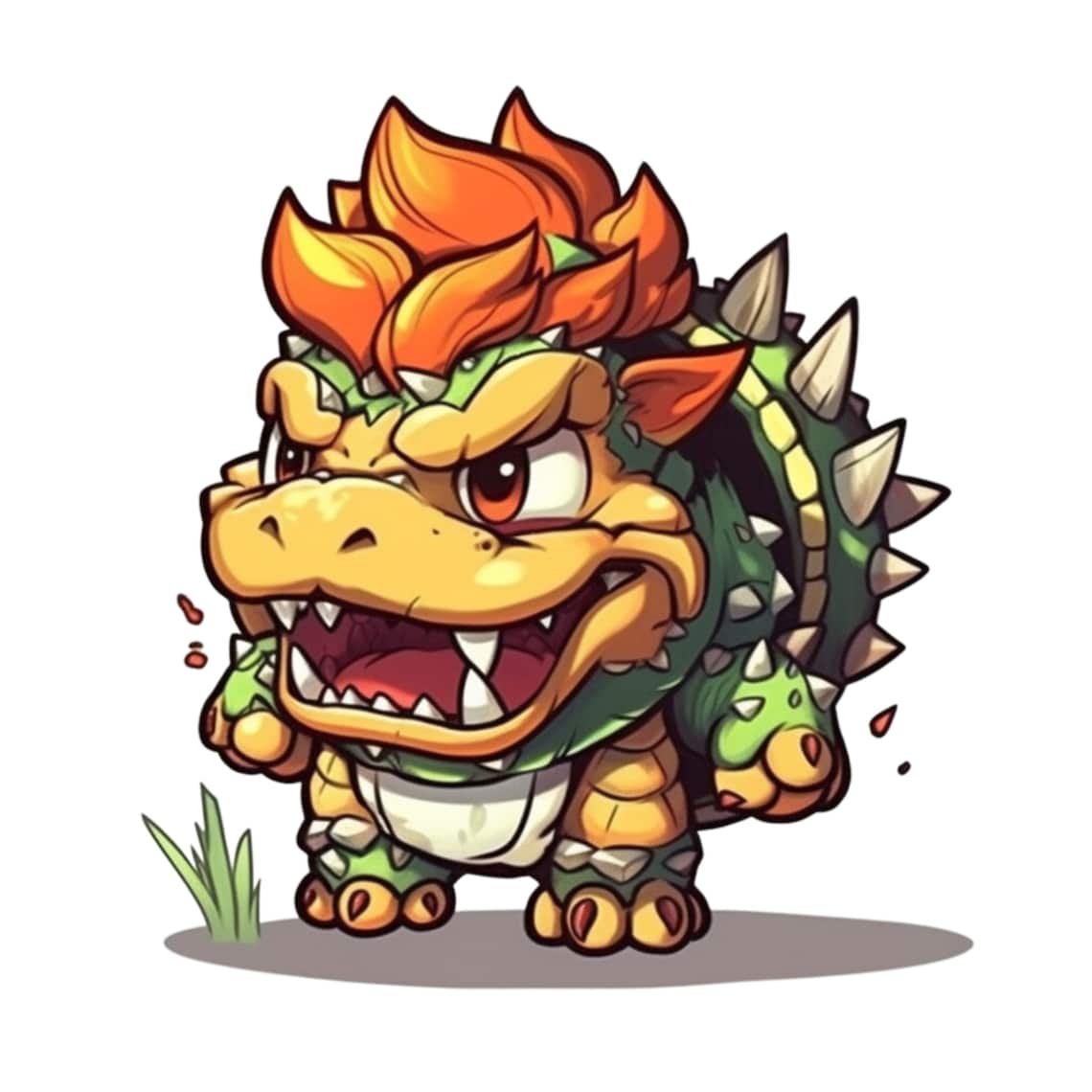 Cute Bowser Super Mario Brothers Digital Art, Chibi Studio Ghibli ...