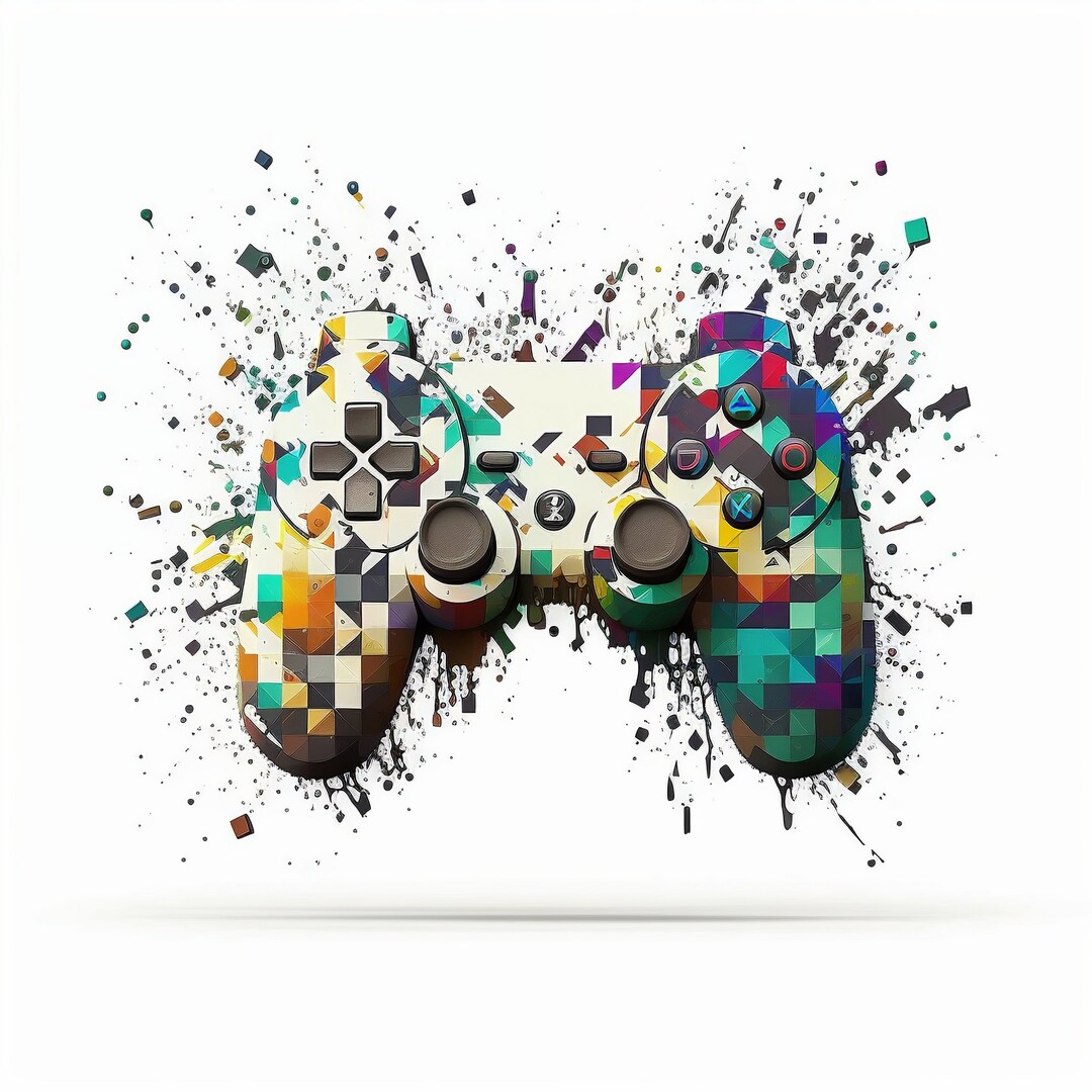Pixelated Controller Gaming Wall Art Printable Video Game Poster Gaming ...