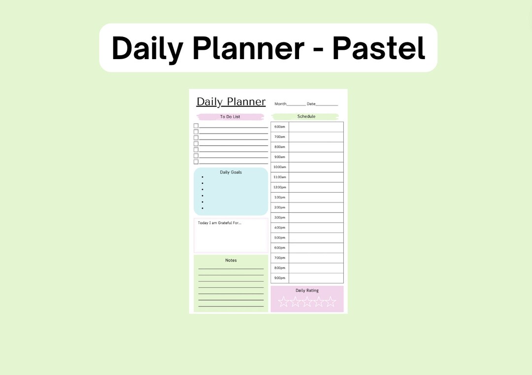 Daily Planner: Pastel, Productive, and Aesthetic - Etsy