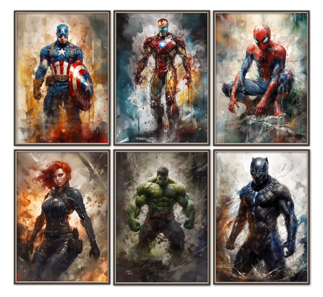 18 Superhero Wall Art, Superhero Prints, Superhero Wall Art,watercolor ...