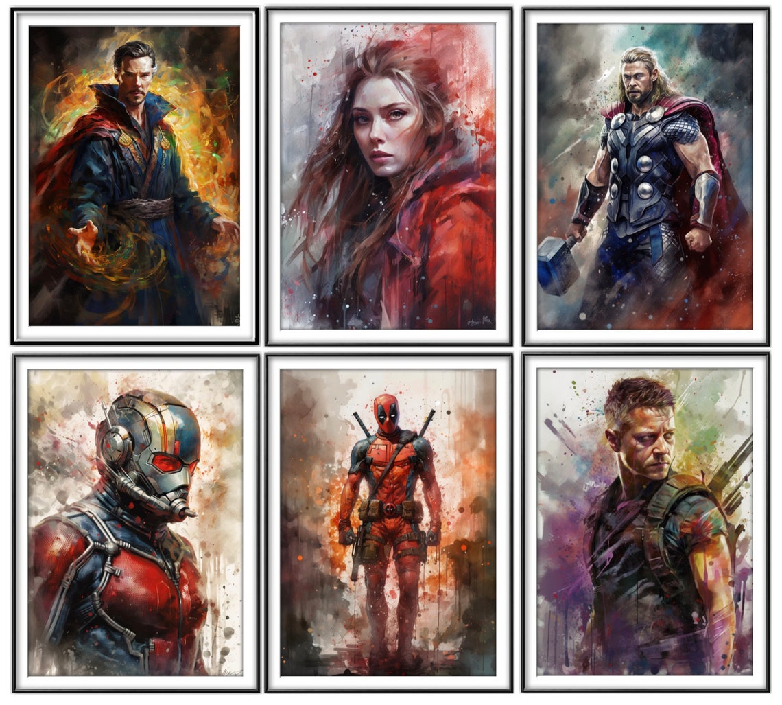 18 Superhero Wall Art, Superhero Prints, Superhero Wall Art,watercolor ...