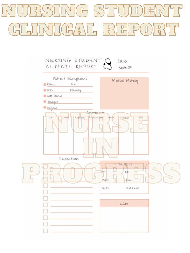 Nursing Student Clinical Report - Etsy